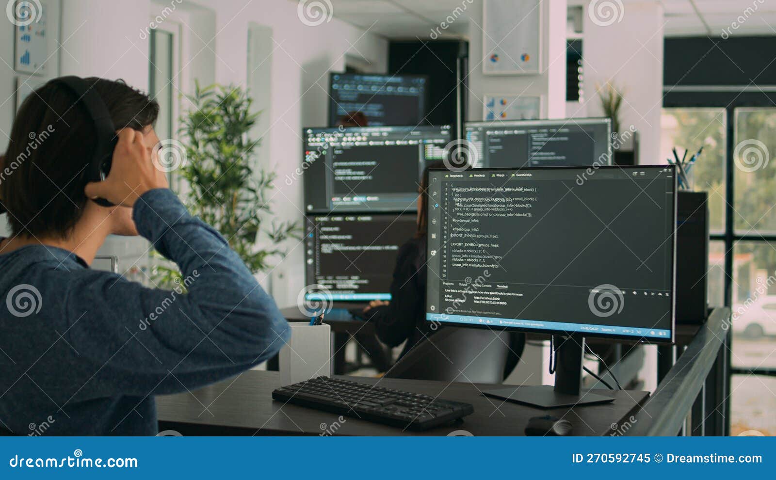 Software Developer Programming Source Code Algorithm On Computer Stock Image Image Of Script