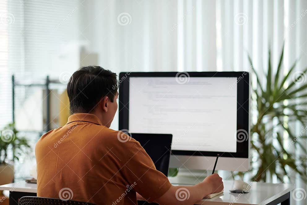 Software Developer Reviewing Code Stock Image - Image of lifestyles ...