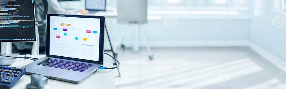 Software Developer Reviews UX UI Design Diagrams while Coding at a ... Software Developer Reviews UX UI Design Diagrams while Coding at a ...