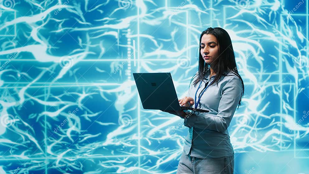 Software Developer Solving Tasks on Laptop, Running Artificial Intelligence Stock Photo - Image ...