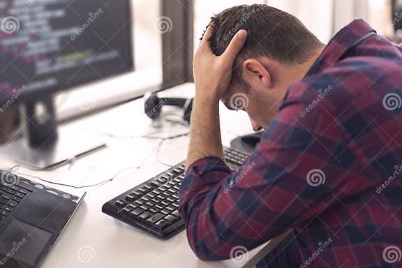 Software Developer Stressed Out Stock Photo - Image of internet ...