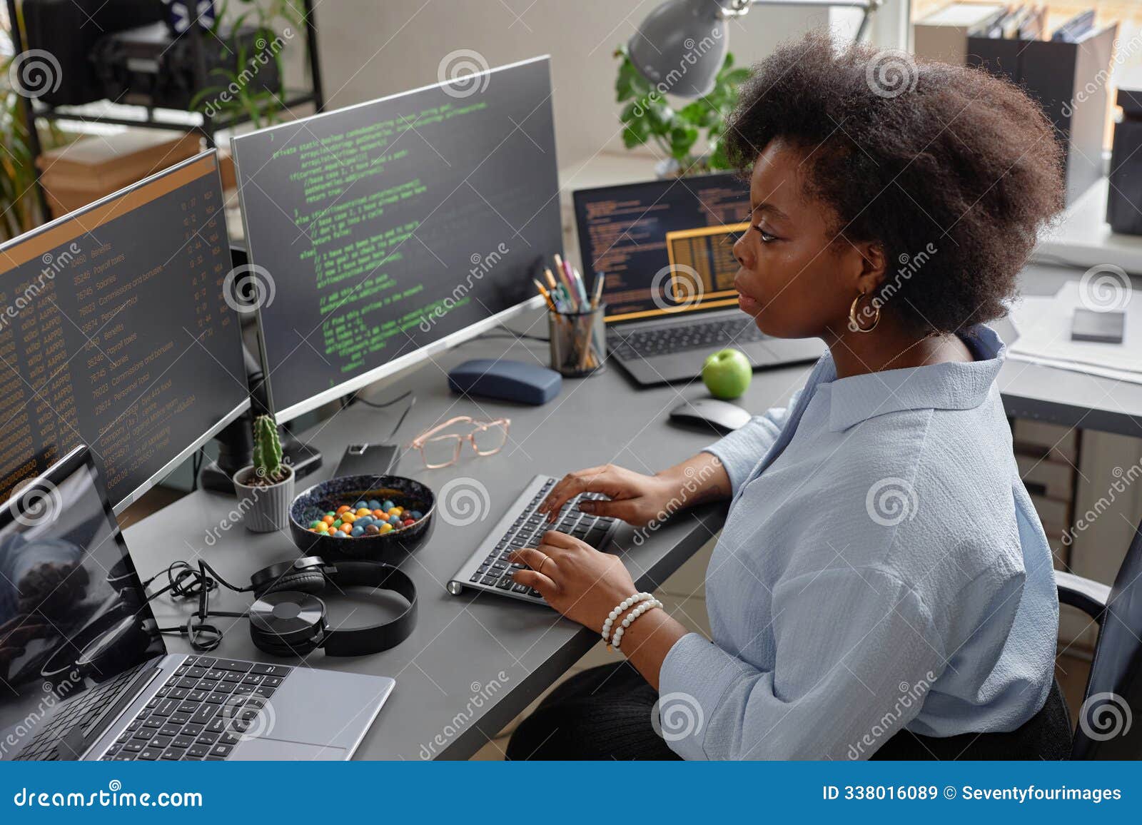 Software Developer Typing on Keyboard in Office Stock Image - Image of profession, screen: 338016089