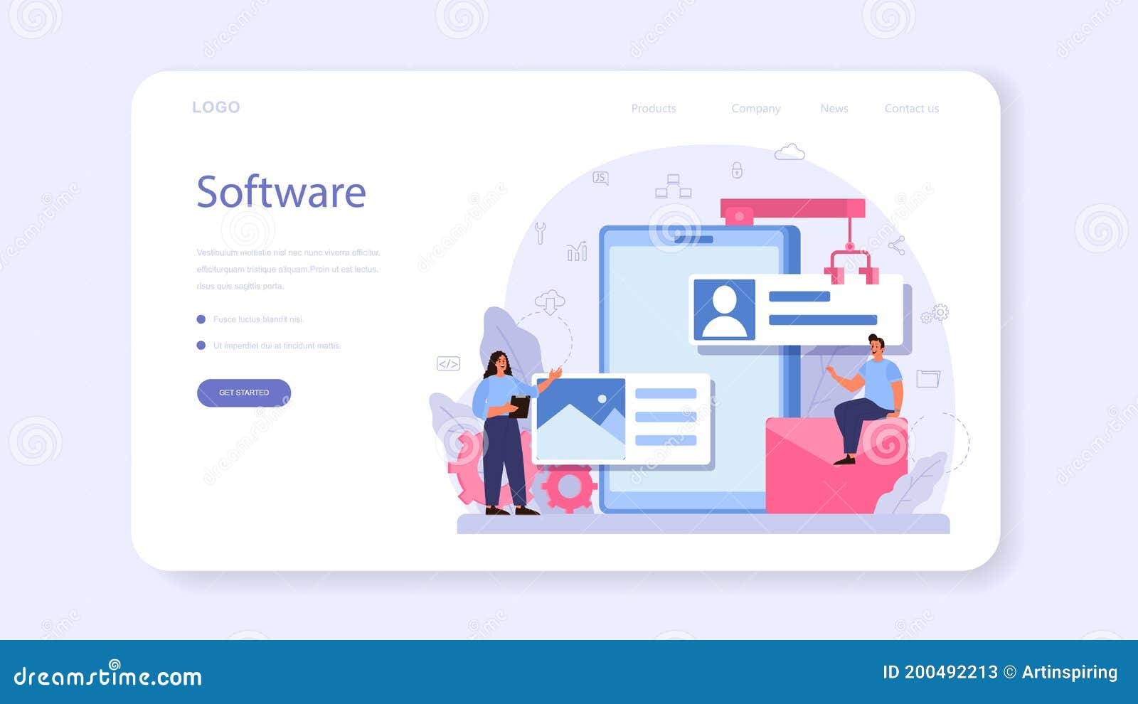 Software Developer Web Banner or Landing Page. Idea of Programming ...