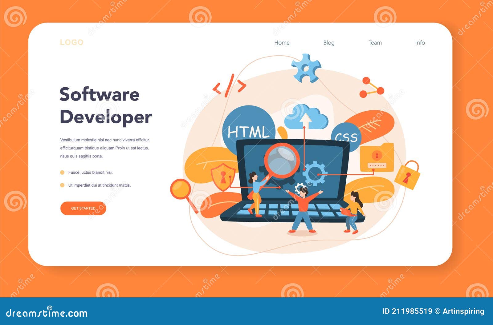 Software Developer Web Banner or Landing Page. Idea of Programming ...