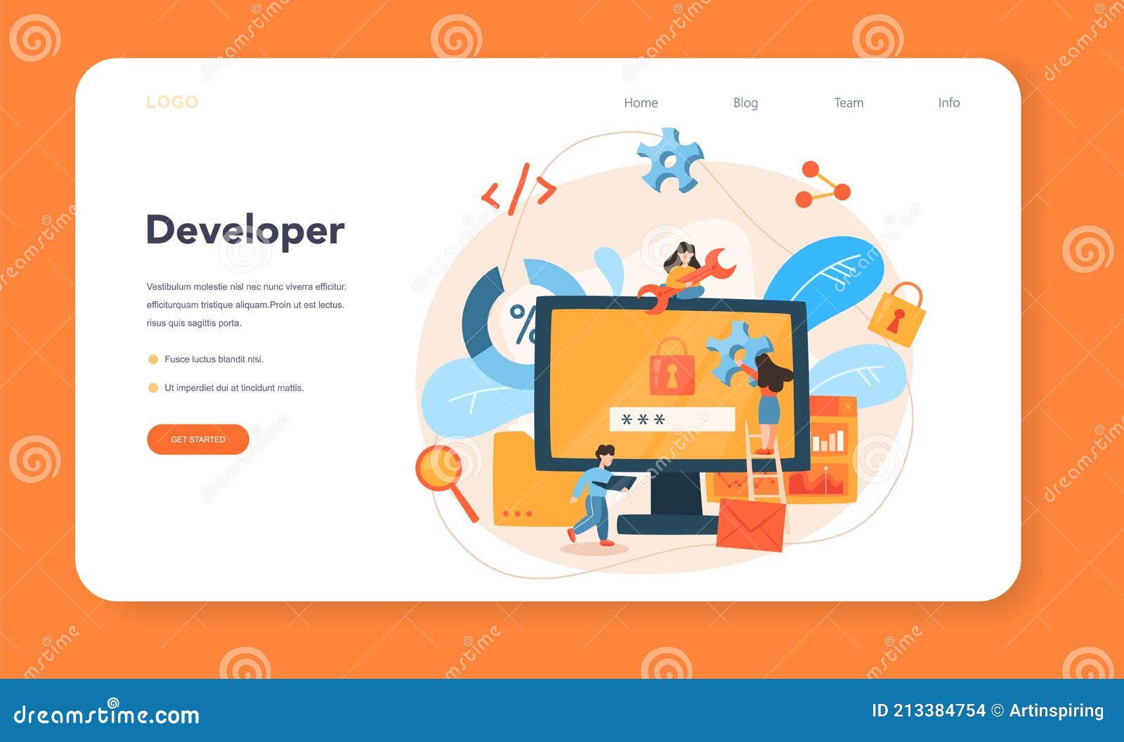 Software Developer Web Banner or Landing Page. Idea of Programming ...