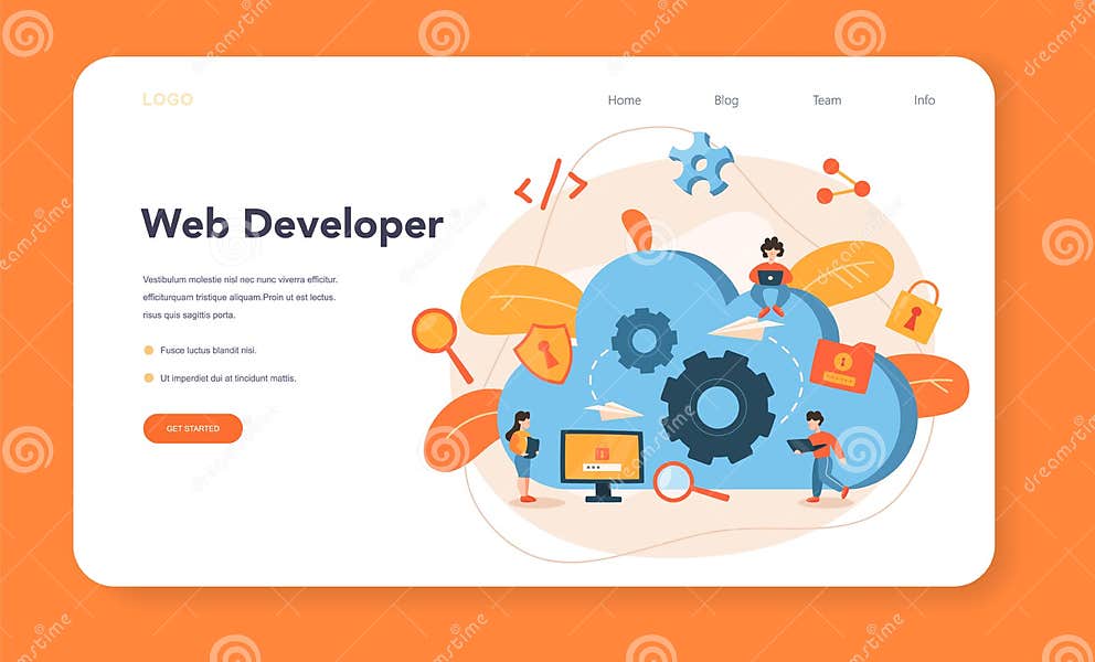 Software Developer Web Banner or Landing Page. Idea of Programming ...