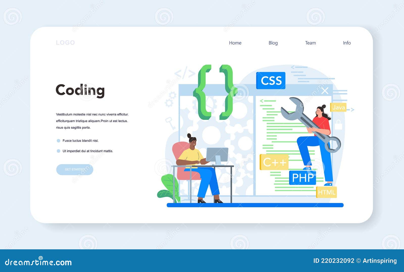 Software Developer Web Banner or Landing Page. Idea of Programming ...