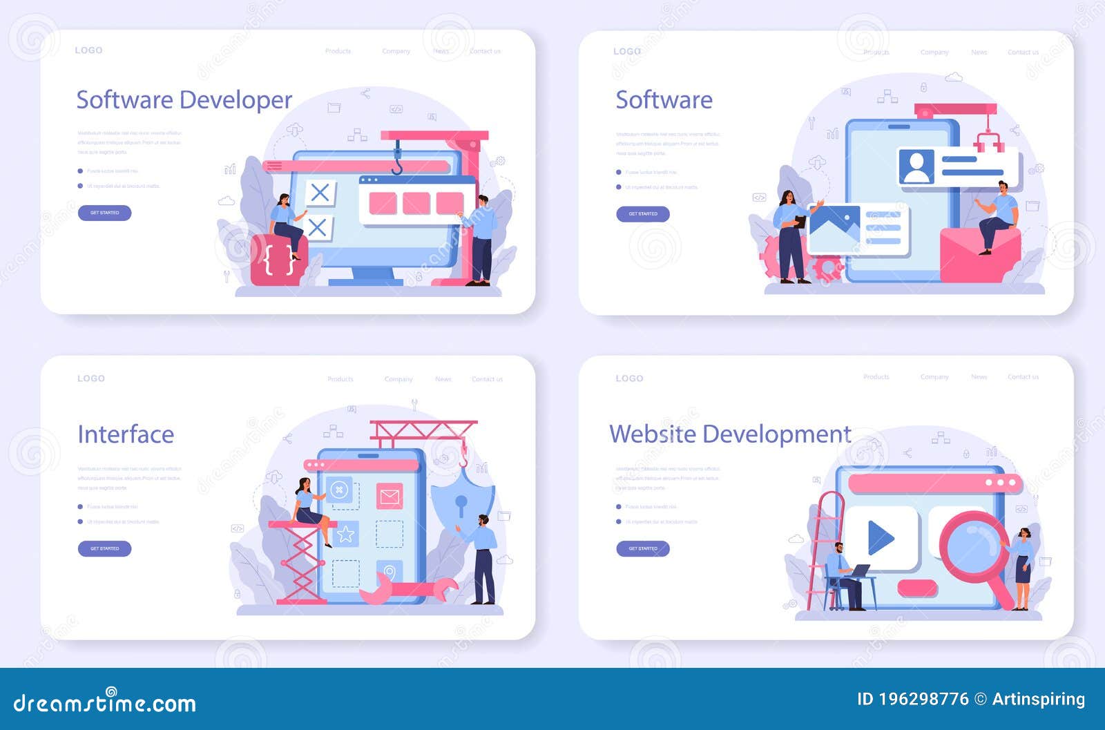 Software Developer Web Banner Or Landing Page Set Idea Of Programming Stock Vector 9625