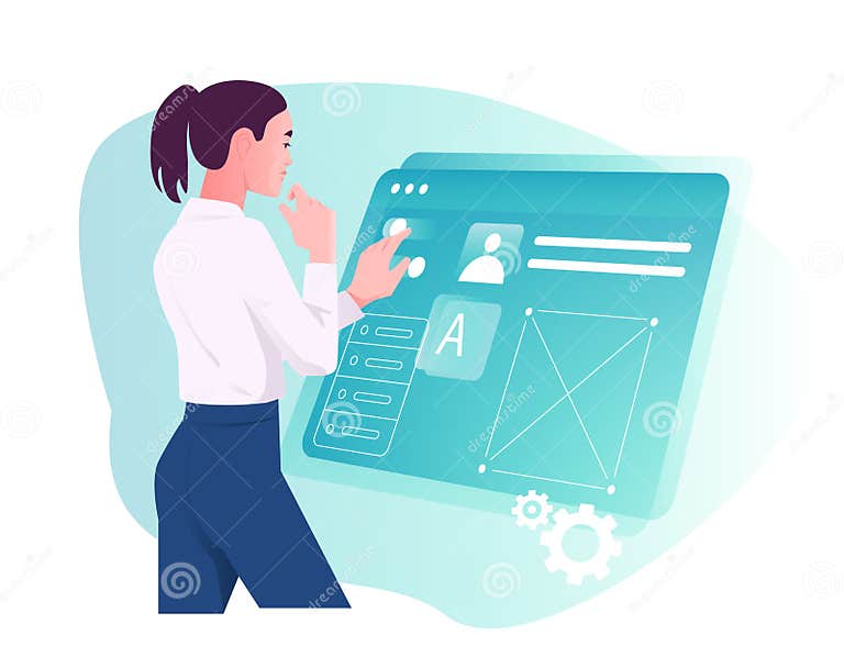 Software Developer. Woman Frontend Developer Creating Website or ...