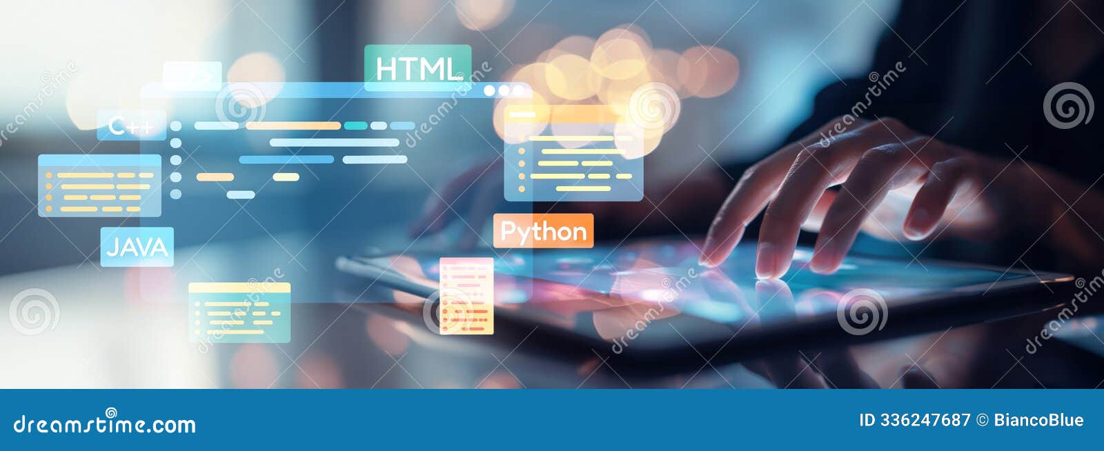 Software Developer Work with Coding Overlays of Programming Languages ...