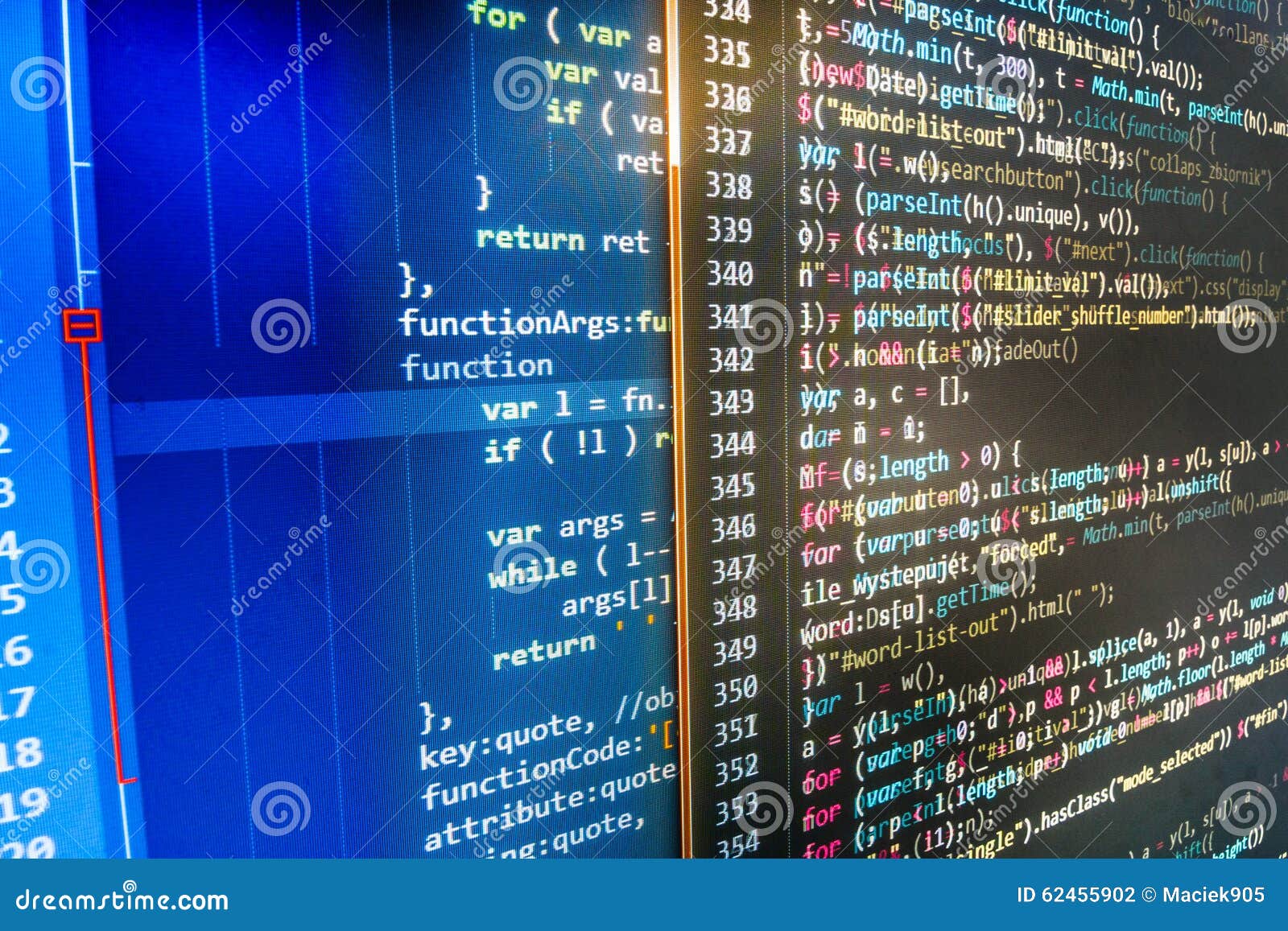 Software Developer Workspace Screen Stock Photo - Image of code ...