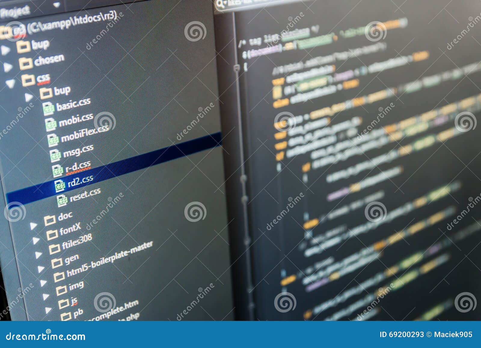 Software Developer Workspace Screen Stock Image - Image of blue ...