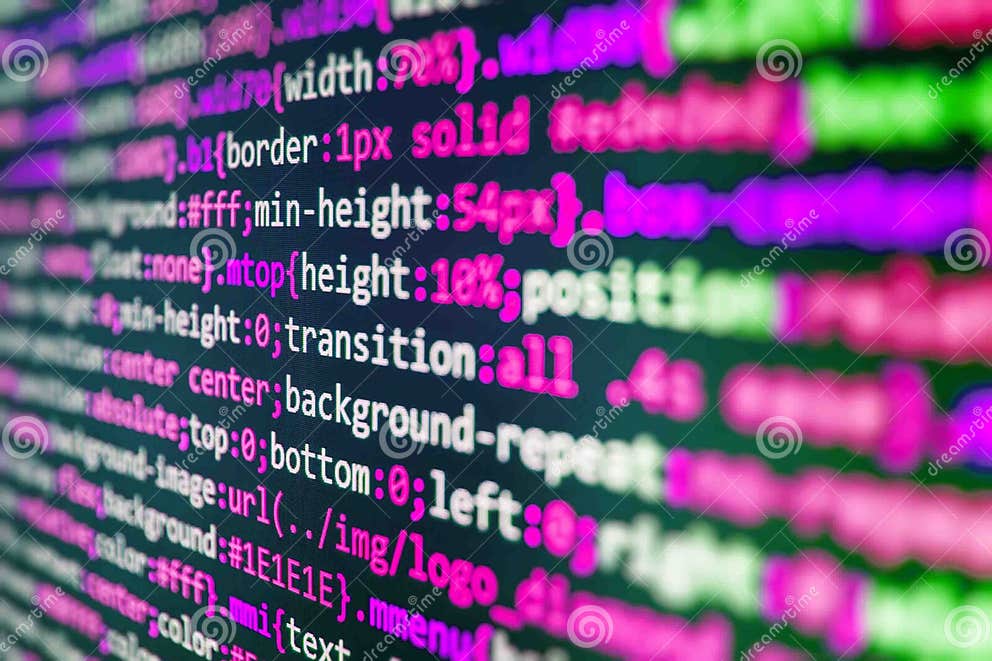 Software Developer Workspace Screen Stock Image - Image of cyber, blue ...