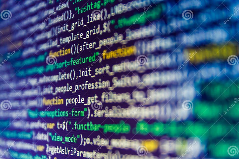 Software Developer Workspace Screen Stock Image - Image of glow ...