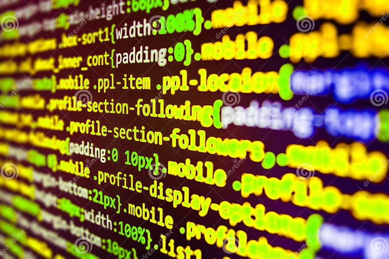 Software Developer Workspace Screen Stock Image - Image of blue ...