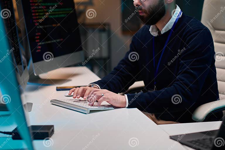 Software Developer Writing Code Typing on Keyboard Stock Image - Image ...