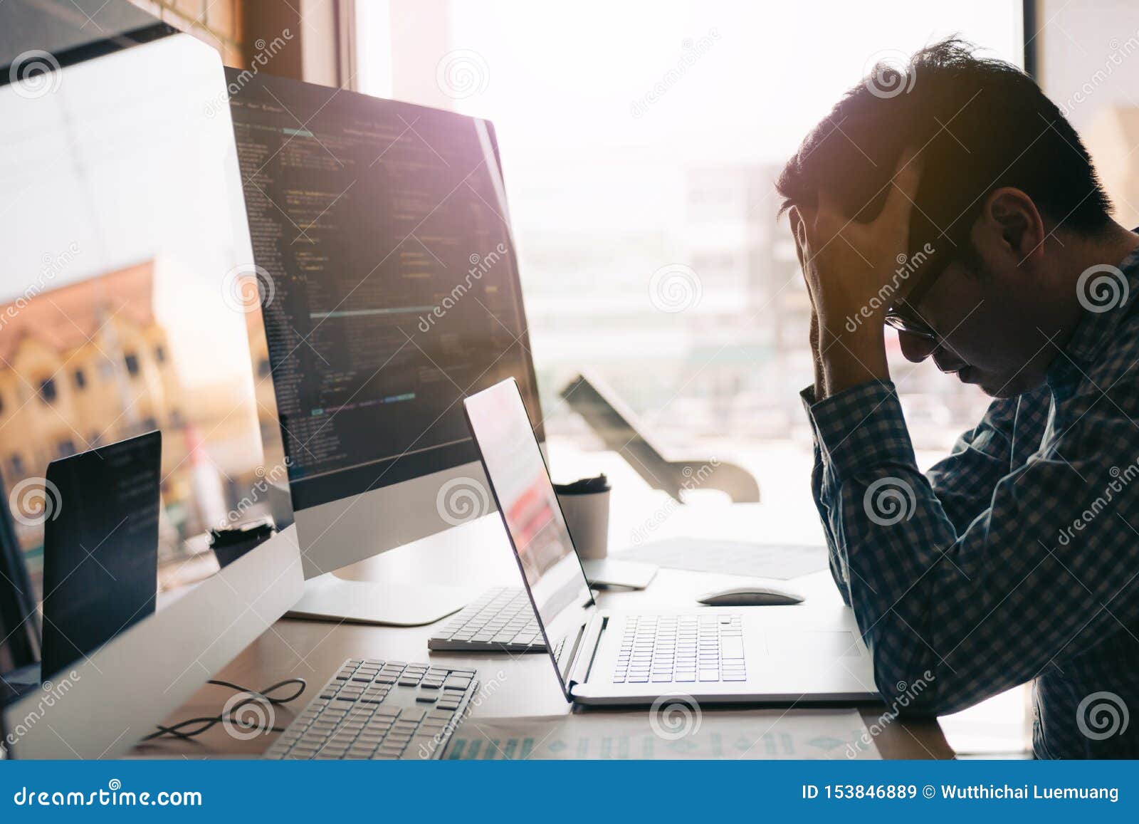 Software Developers Headache with Code Analysis in the Office Stock ...