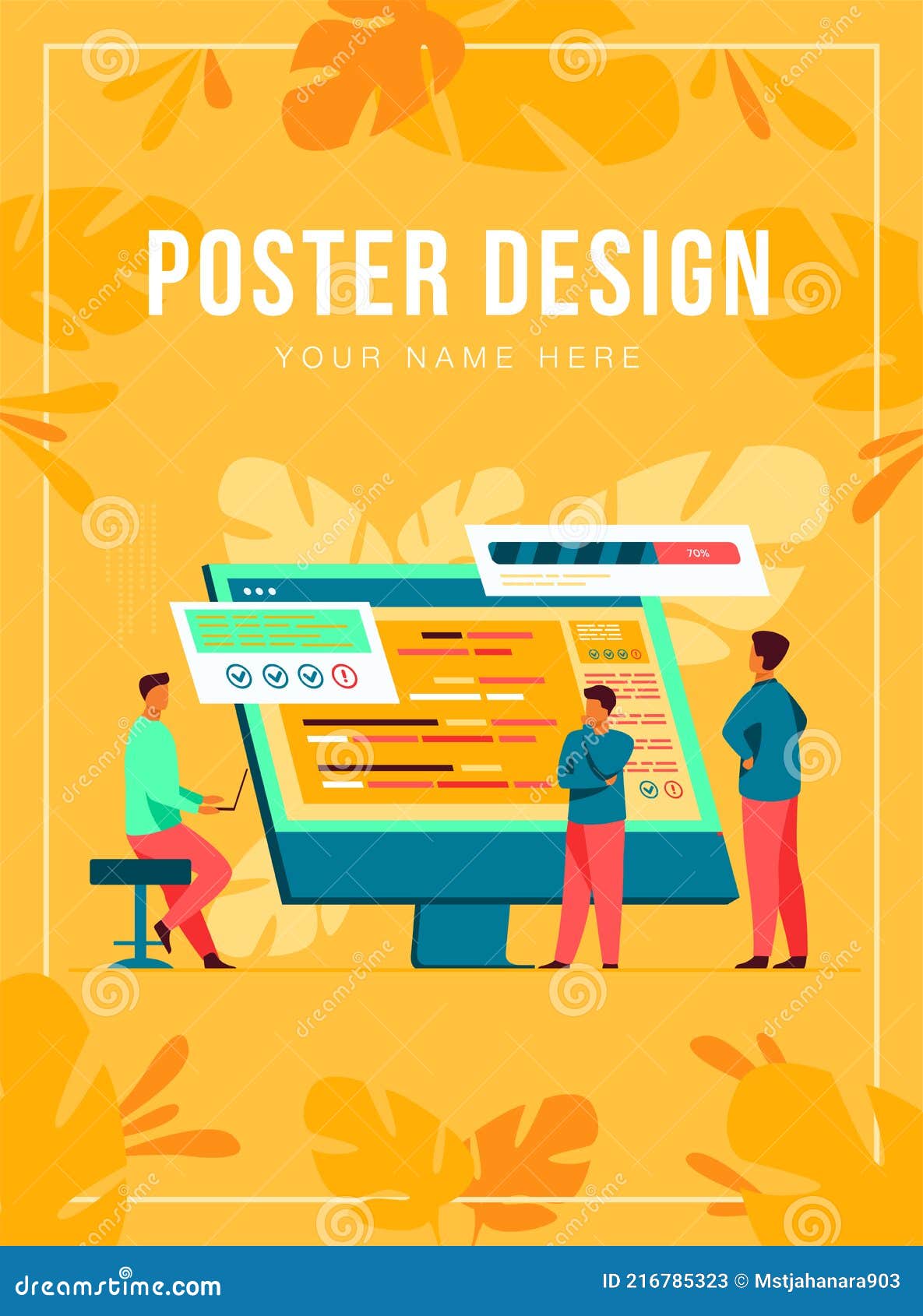 Software Developers Programming On Computer With Script Stock Vector Illustration Of Coding