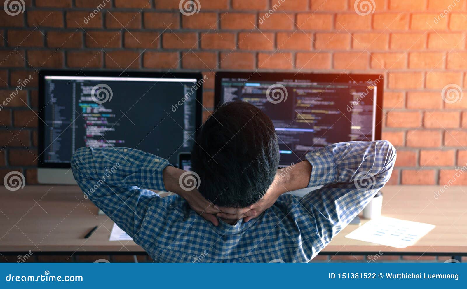 Software Developers are Relaxing from the Hard Work at His Office Stock ...