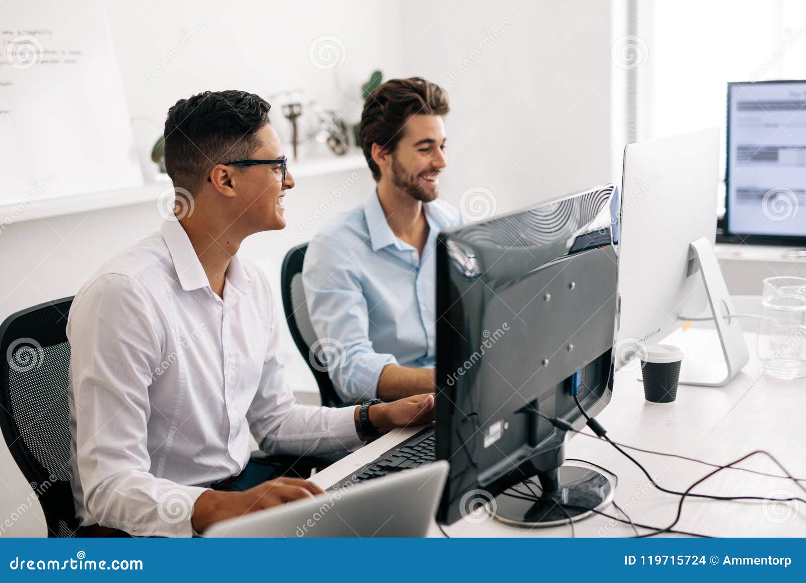 Application Developers Working on Computers in Office Stock Photo ...