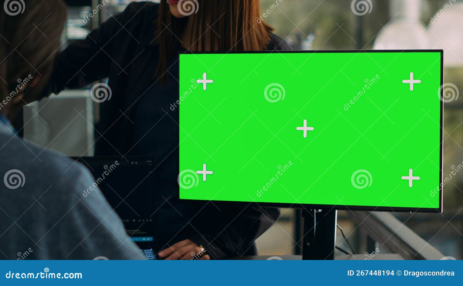 Software Developers Working On Code Programming With Greenscreen Stock