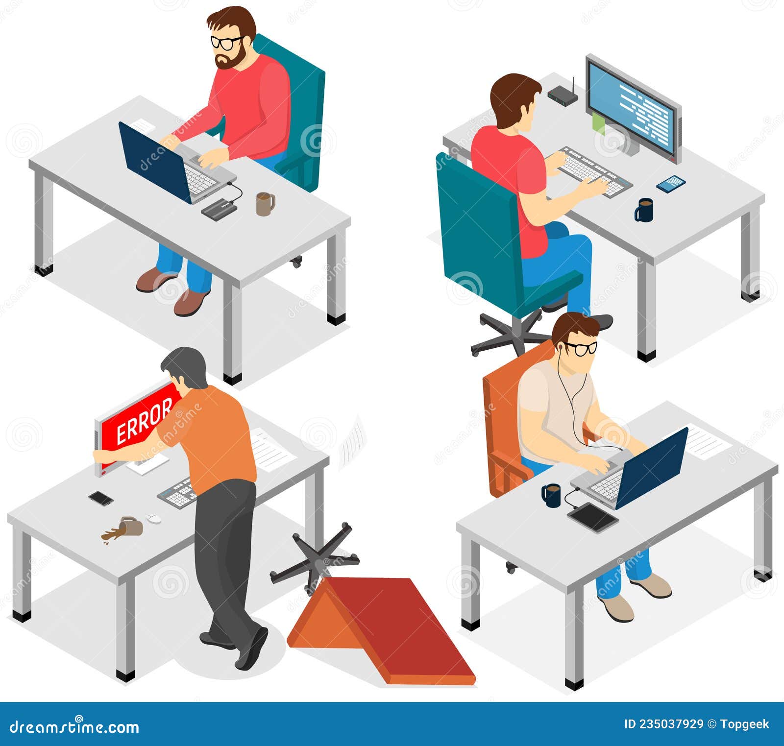 Software Developing Company Team Work Together Coding. Programmers Writing Code Sitting in ...