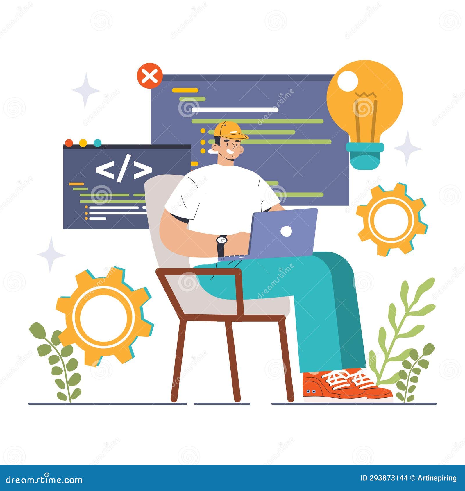 Software Development Coding Back End And Front End Engineering Stock Vector Illustration Of