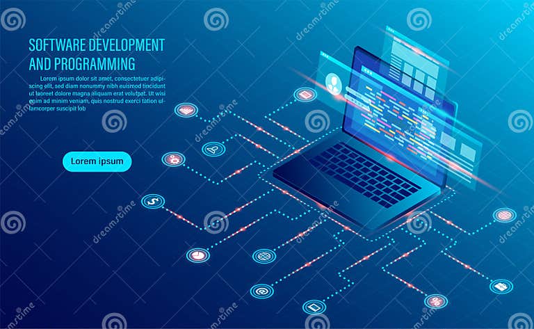 Software Development Coding and Business Analysis Stock Vector - Illustration of icon, design ...