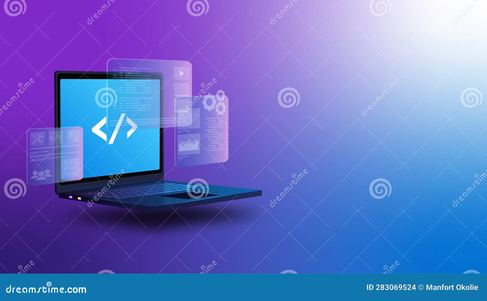 Programming PHP On Laptop Computer Screen. Web And Backend Software Development With PHP ...