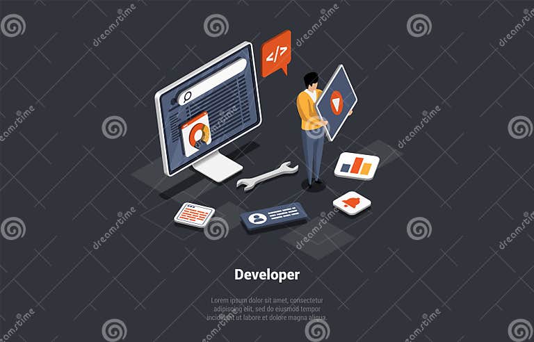 Software Development Coding Process Concept Programmer Or Web Developer Is Writing New Code