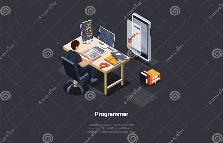 Software Development Coding Process Programmer Or Web Developer Coding App For Trading On 1647