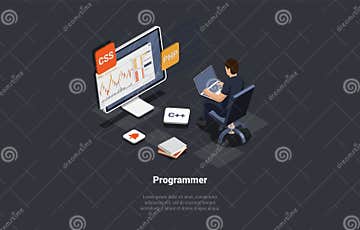 Software Development Coding Process. Programmer Web Developer Coding ...