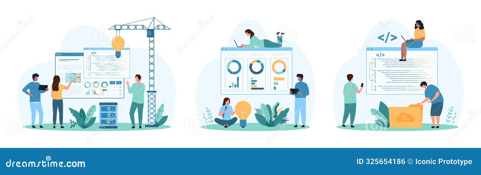 Structure Of Program Interface In Computer. Animation. Bright Blue ...