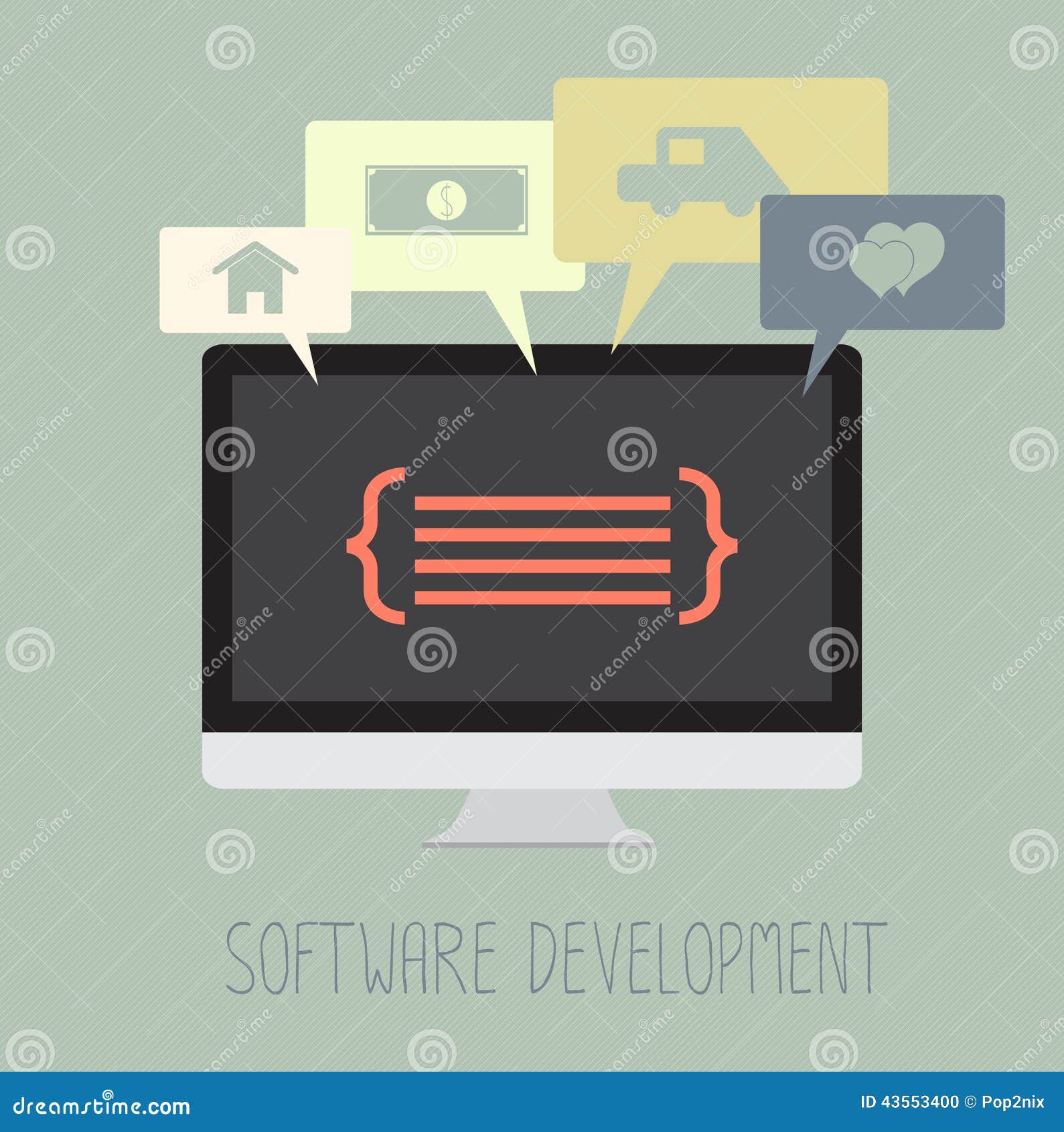 Software Development Coding Work for Dream. Stock Illustration ...
