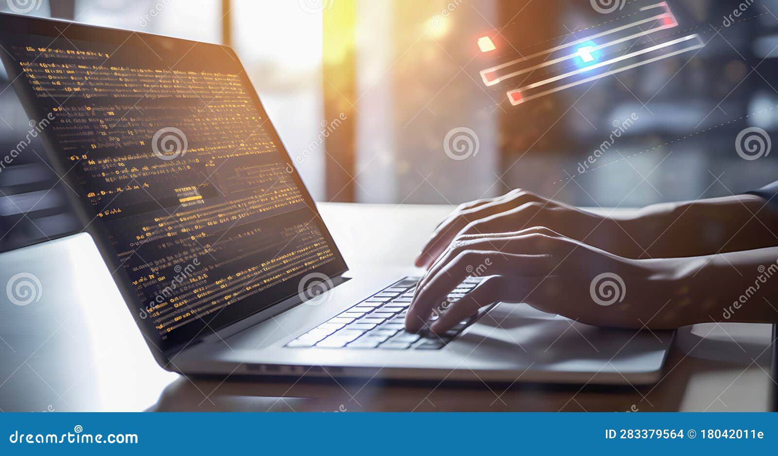 Software Development Concept. Coding Programmer, Software Engineer Working on Laptop or with ...