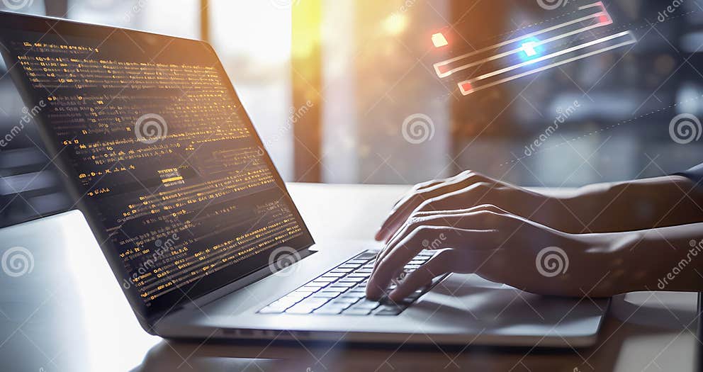 Software Development Concept. Coding Programmer, Software Engineer Working on Laptop or with ...