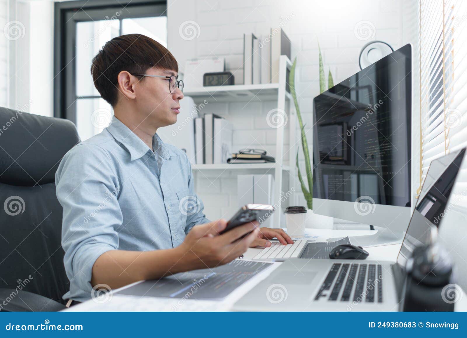Software Development Concept, Male Programmer Check Website Programming ...