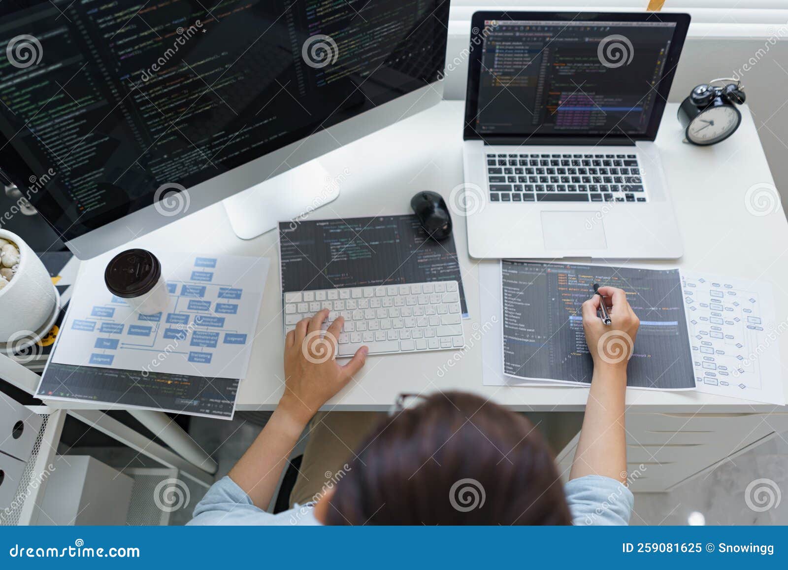Software Development Concept, Male Programmer Pointing on Data Code To ... Software Development Concept, Male Programmer Pointing on Data Code To ...