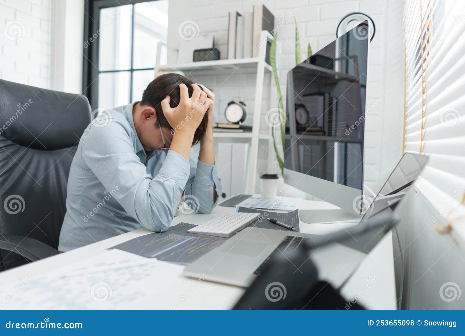 Software Development Concept, Male Programmer is Stressed after Having ... Software Development Concept, Male Programmer is Stressed after Having ...