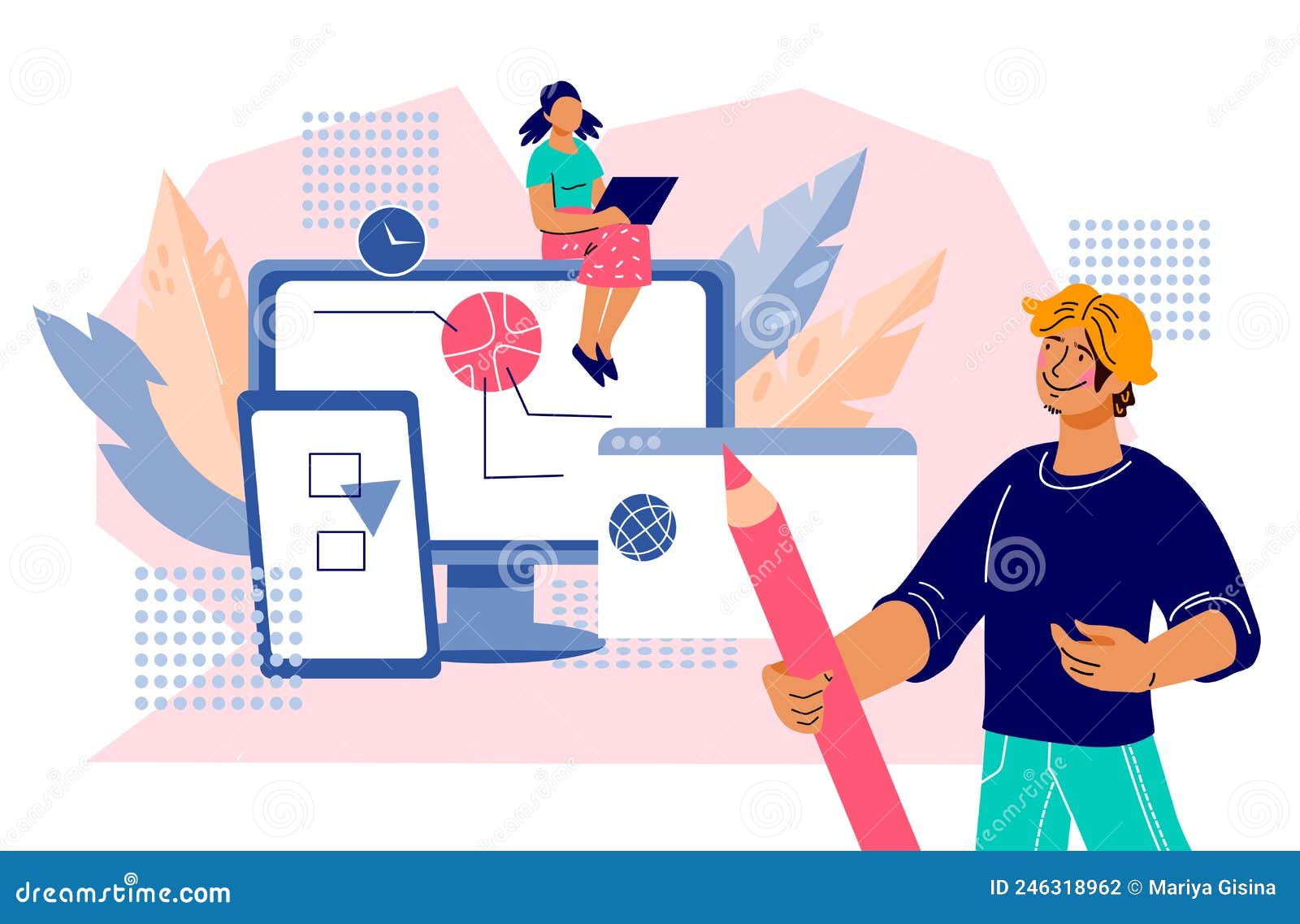 Software Development Concept with People Coding on Computer. Stock ...