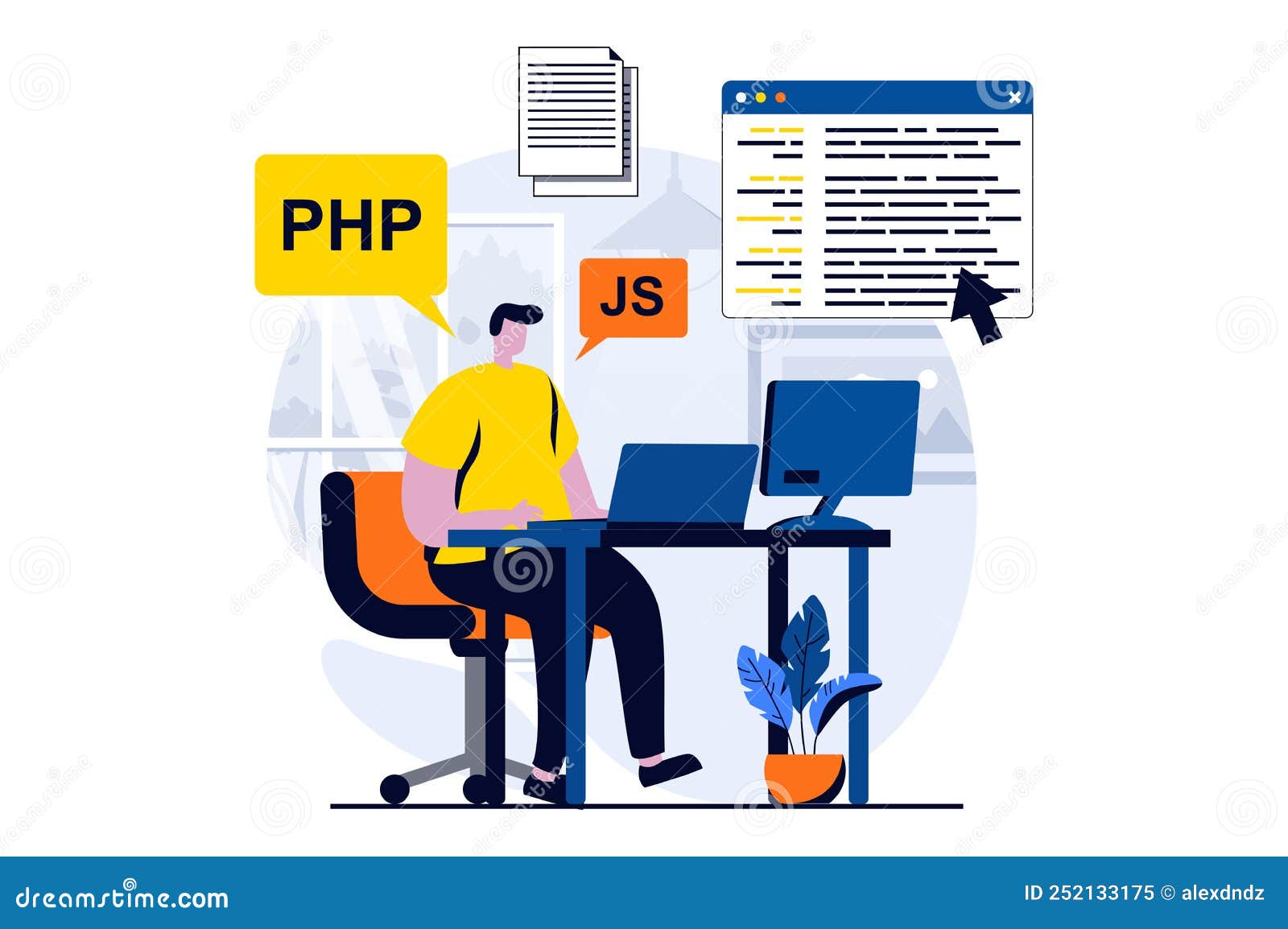Software Development Concept with People Scene in Flat Cartoon Design ...