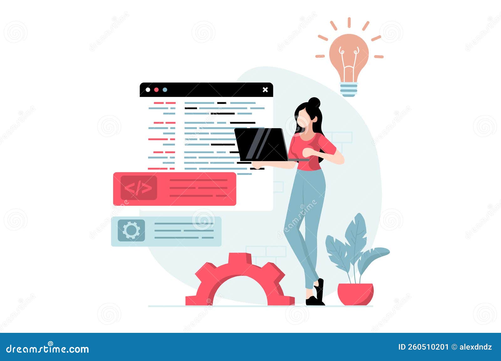 Software Development Concept With People Scene In Flat Design Stock Vector Illustration Of