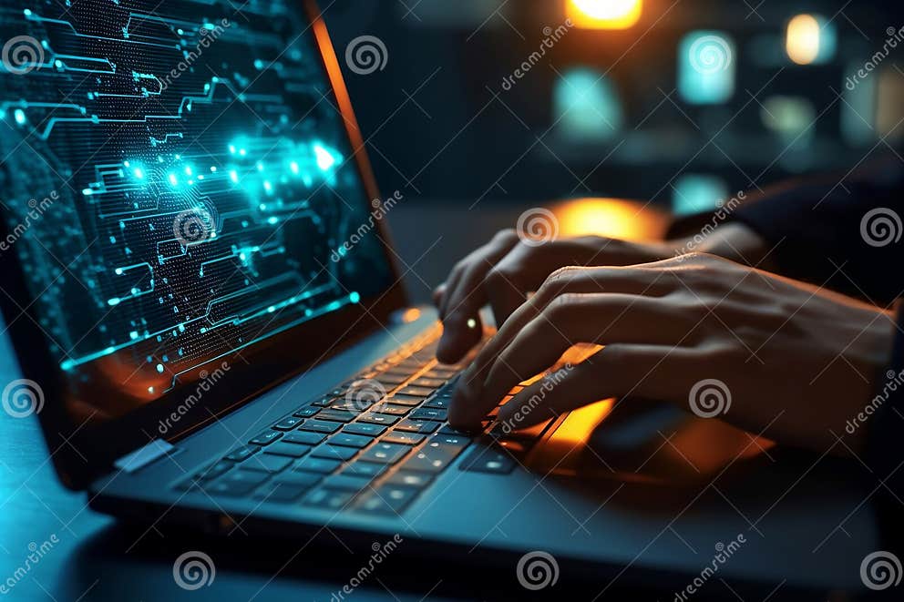 Software Development Concept: Programmer Coding with JavaScript on ...