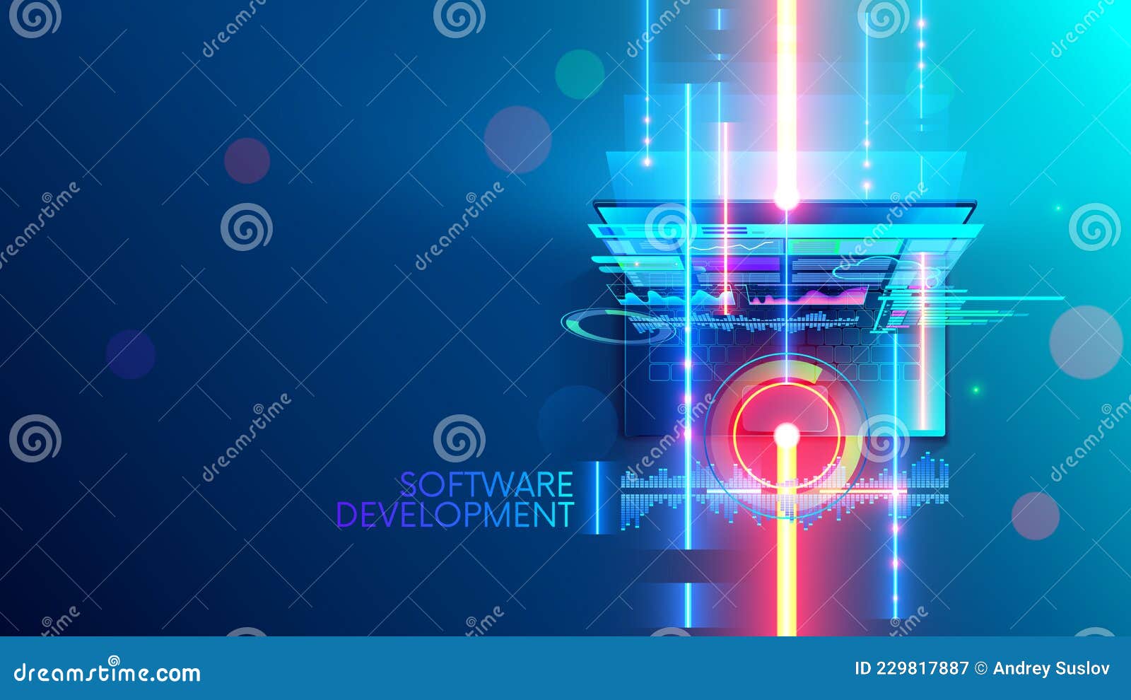 Software Development Conceptual Abstract Banner, Background. Creating Computer Program, Code on ...