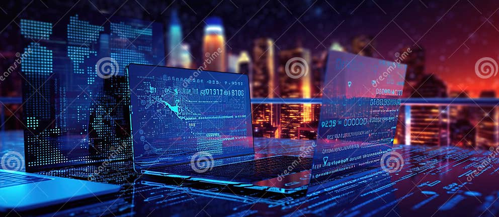 Software Development Conceptual Creating Computer Program, Code on Laptop. Design Interface of ...