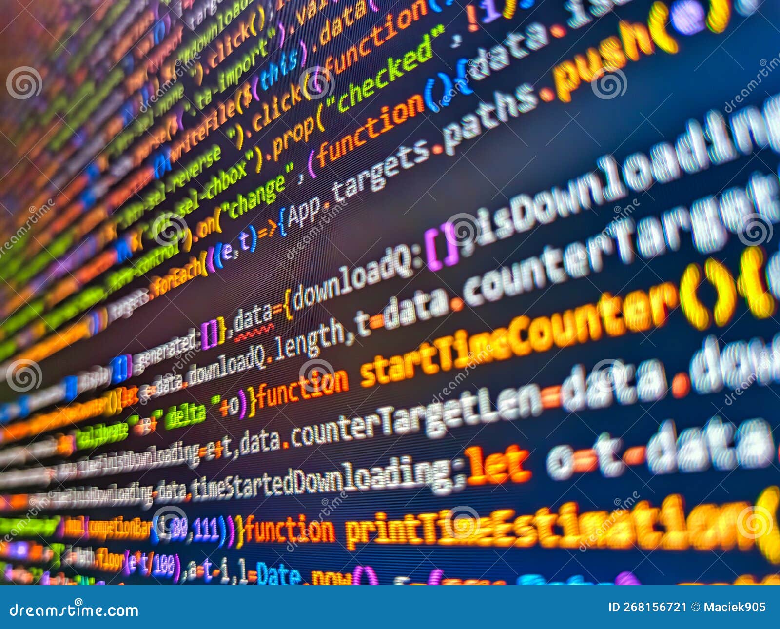 Software Development Creating Projects. Computer Code Data. Blue Color. Software Background ...