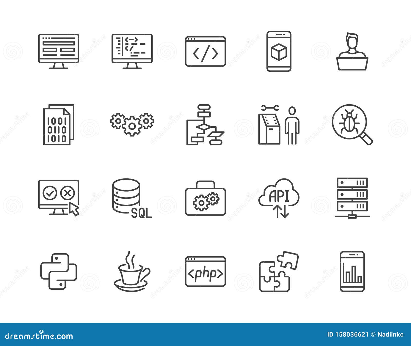 Software Development Flat Line Icons Set. Programming Language ... Software Development Flat Line Icons Set. Programming Language ...