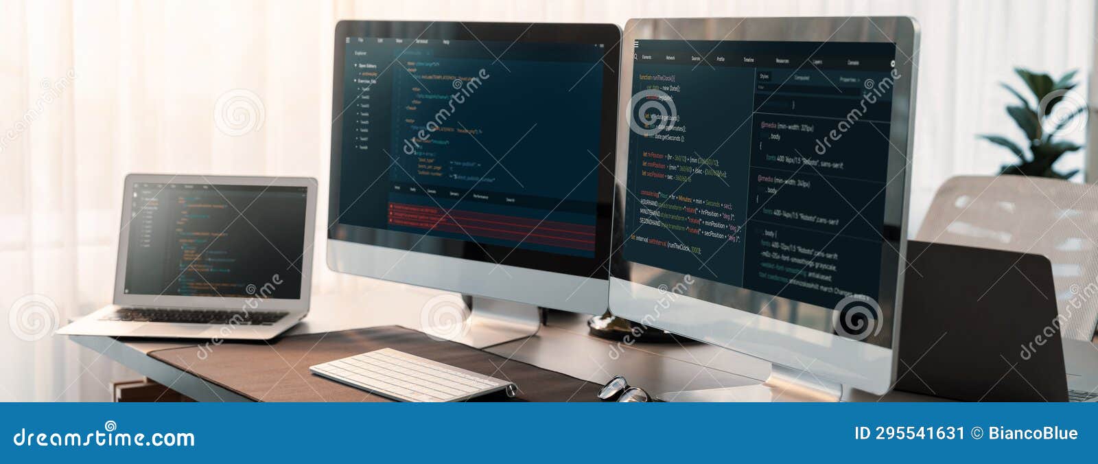 Software Development Interface Display Coding Script on Monitor ...