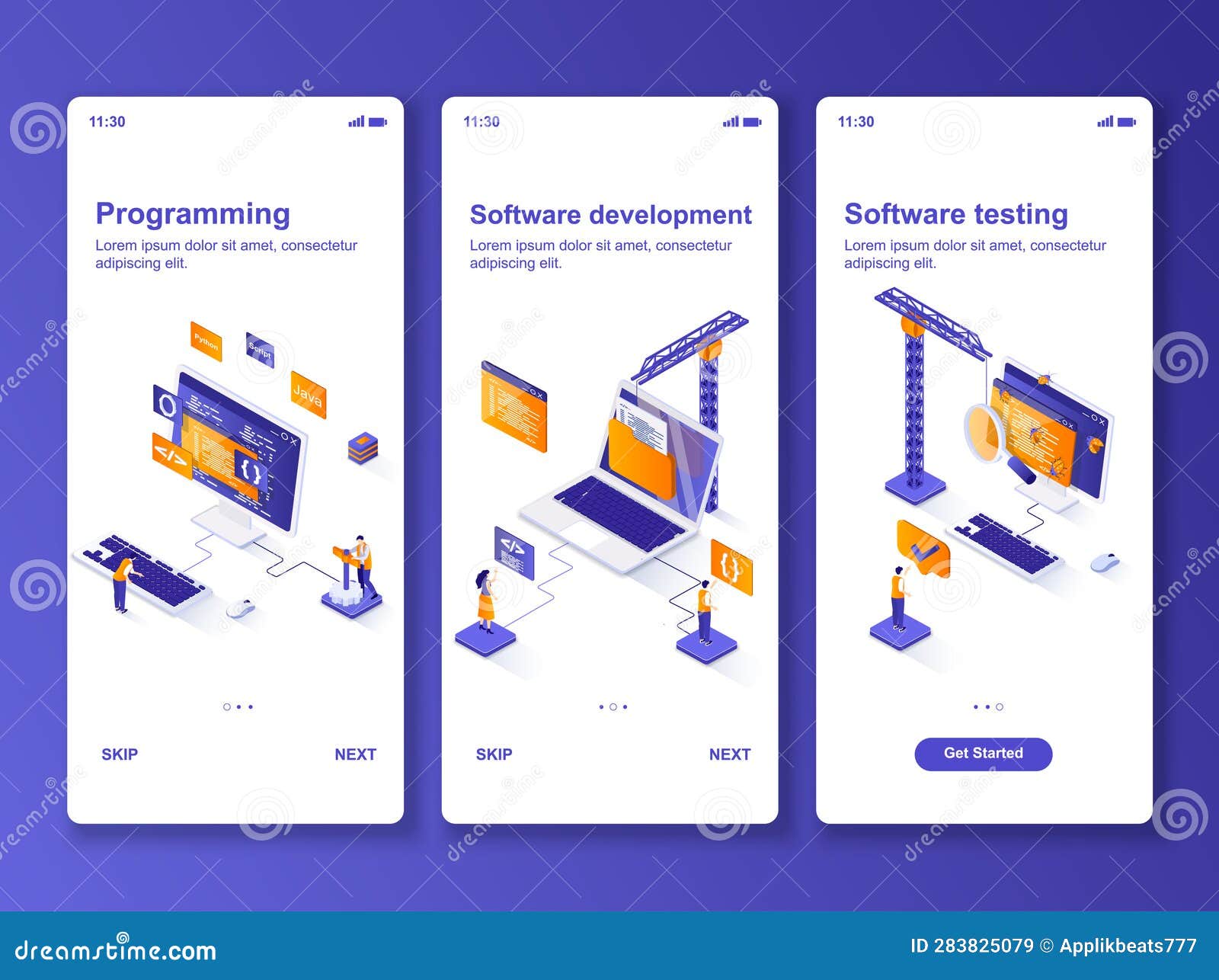 Software Development Isometric GUI Design Kit Stock Illustration ...