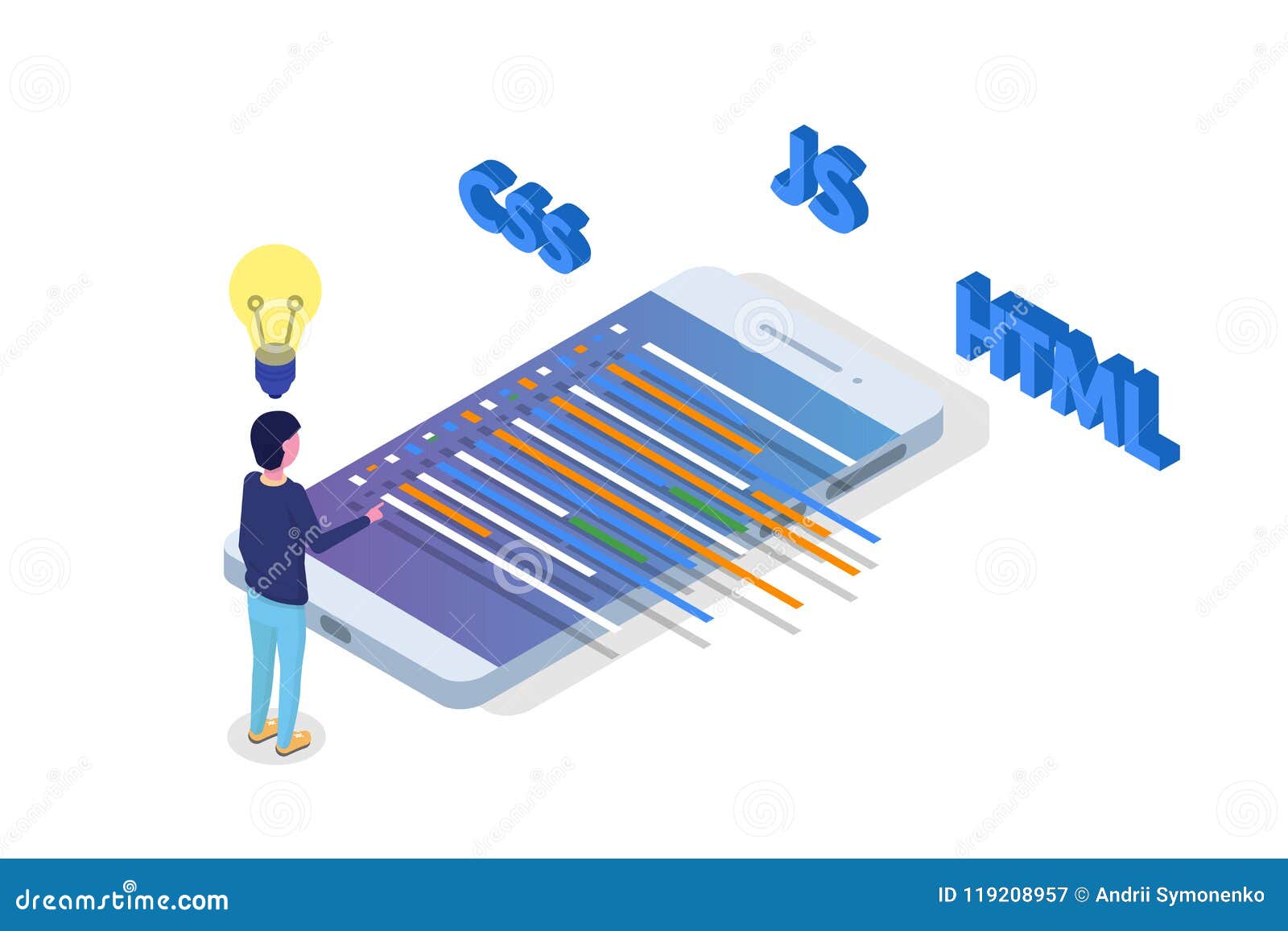 Software Development Isometric Programmer At Work Big Data Processing